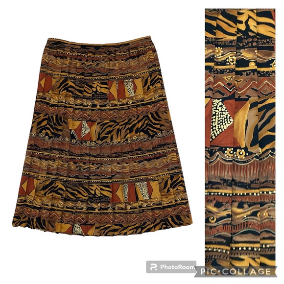 Leslie Fay | Skirts | Boho Safari Tribal Print Leslie Fay Vintage 99s ...
